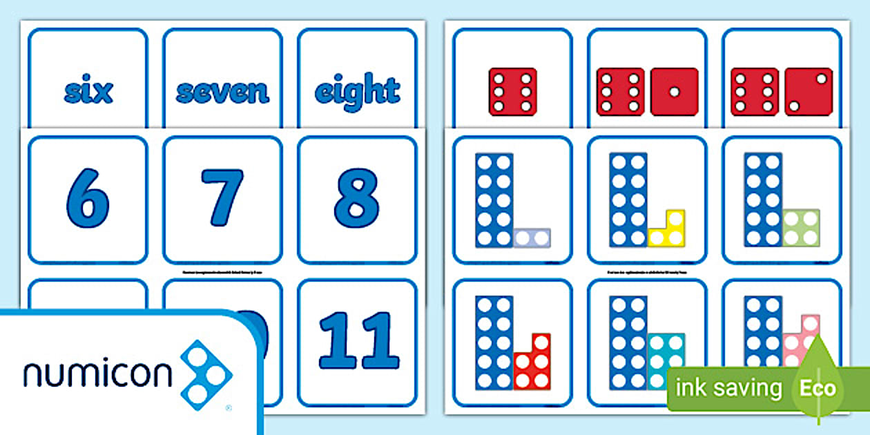 Numbers, Numicon Shapes and Dice Matching Cards - KS1 Maths